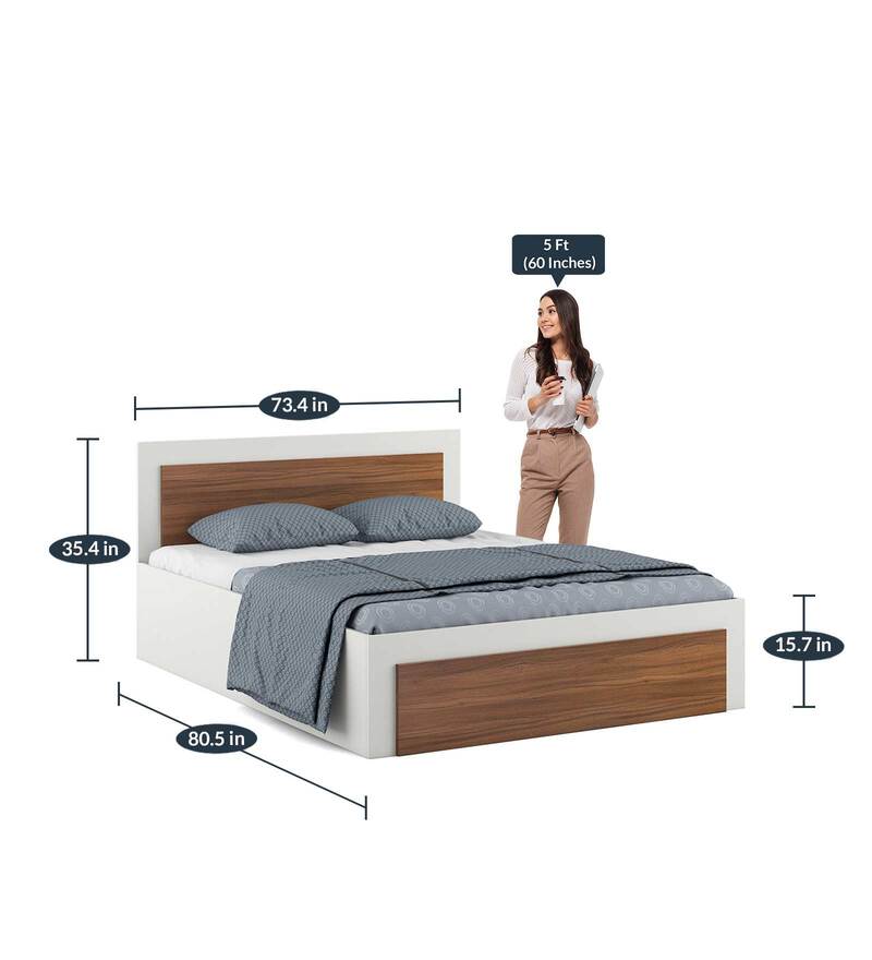 Dimora King Size Bed with Hydraulic Storage in Frosty White Colour ...