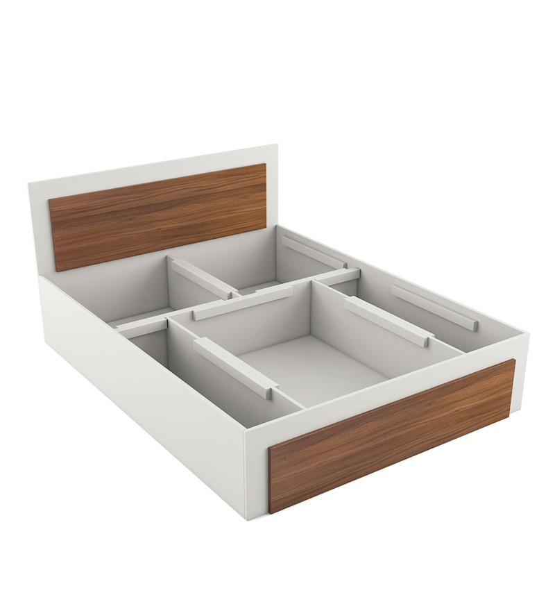Dimora King Size Bed with Hydraulic Storage in Frosty White Colour ...