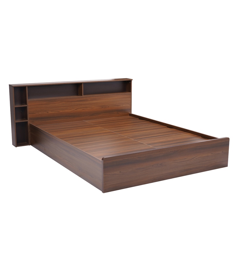 Torrie King Size Bed with Storage in Classic Walnut Finish – Crafted ...
