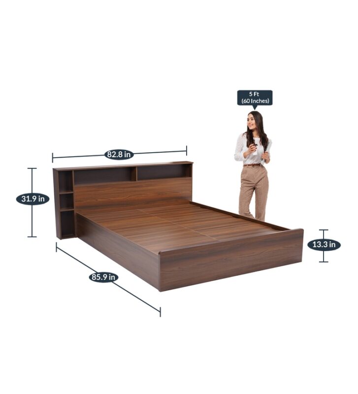 Torrie King Size Bed with Storage in Classic Walnut Finish – Crafted ...